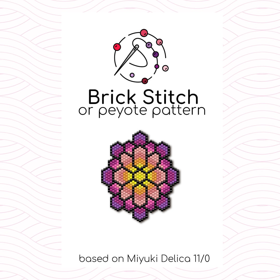 Lotus Brick Stitch Pattern - Brick or Peyote Stitch Pattern Based on ...