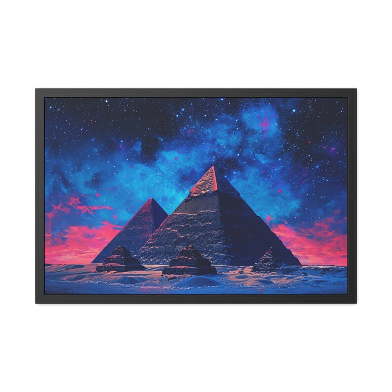 The Great Pyramid of Giza Skyline Psychedelic Framed Poster, Surrealism ...