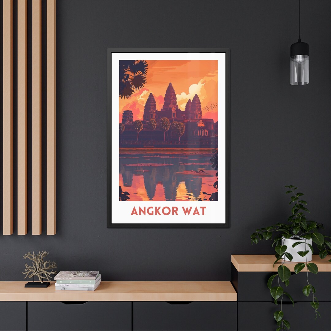 Angkor Wat Framed Travel Print Poster, Illustrated Prints, Wall Art ...