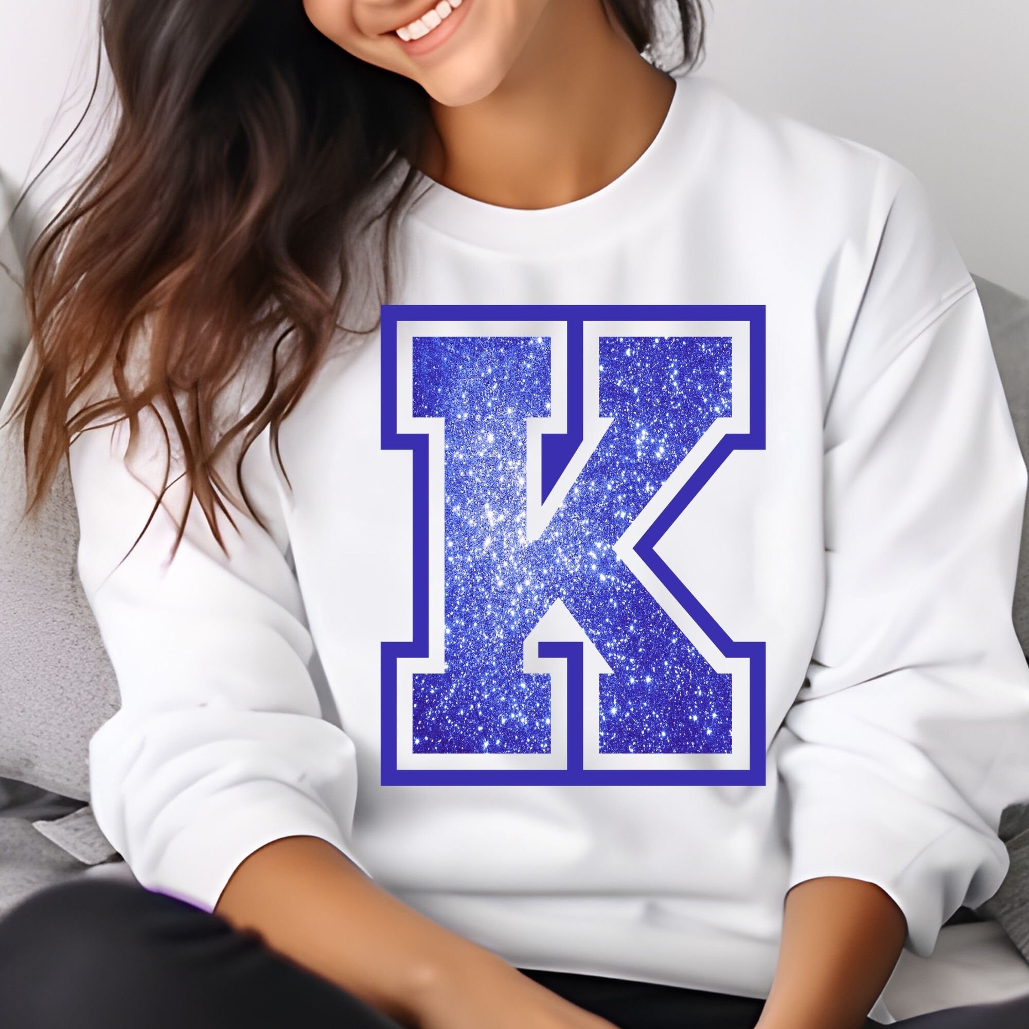 Blue Glitter Alphabet Bundle PNG Varsity Alphabet Bundle College Font ...