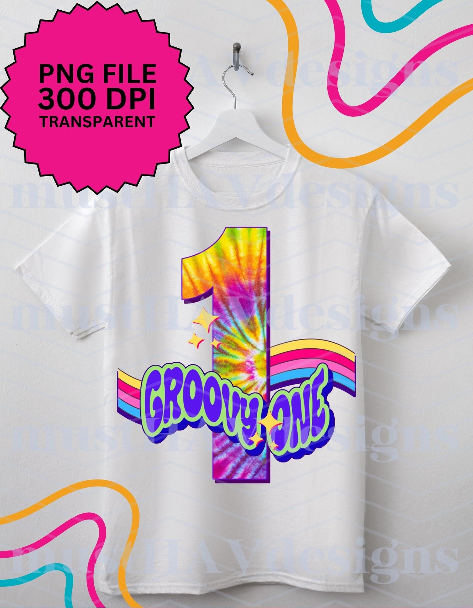 Groovy One Birthday PNG One Year Old Birthday Groovy File Designs for ...