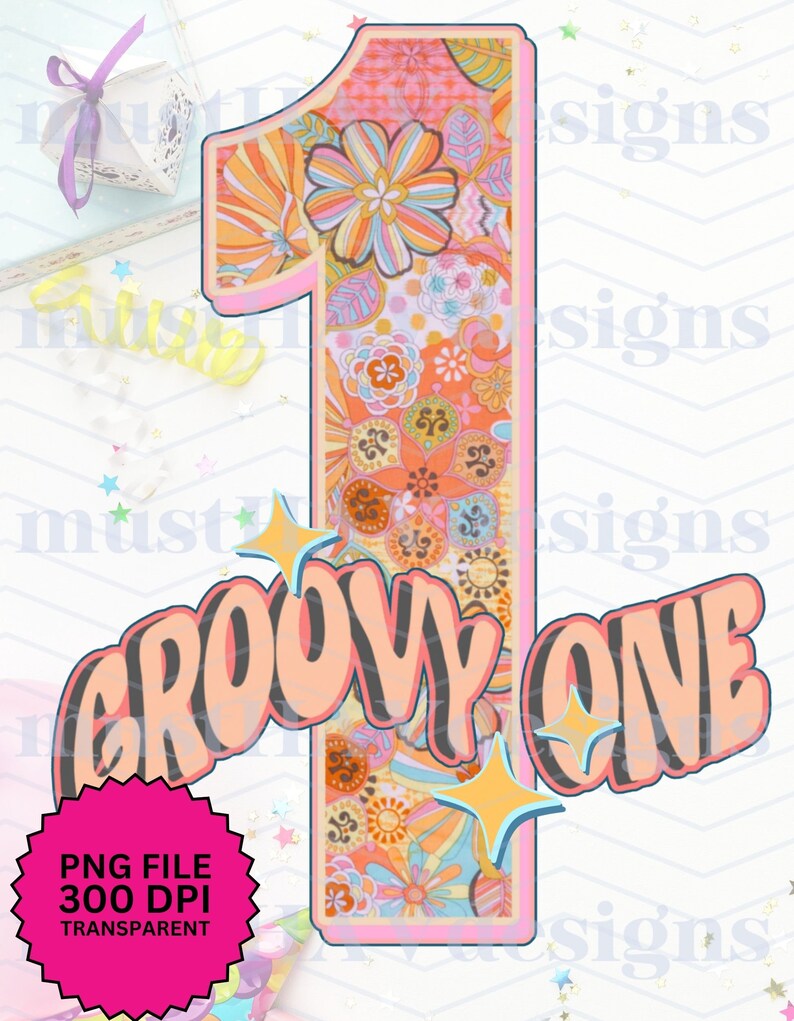 Groovy 1st Birthday PNG Retro Groovy One Girls 1st Birthday PNG ...
