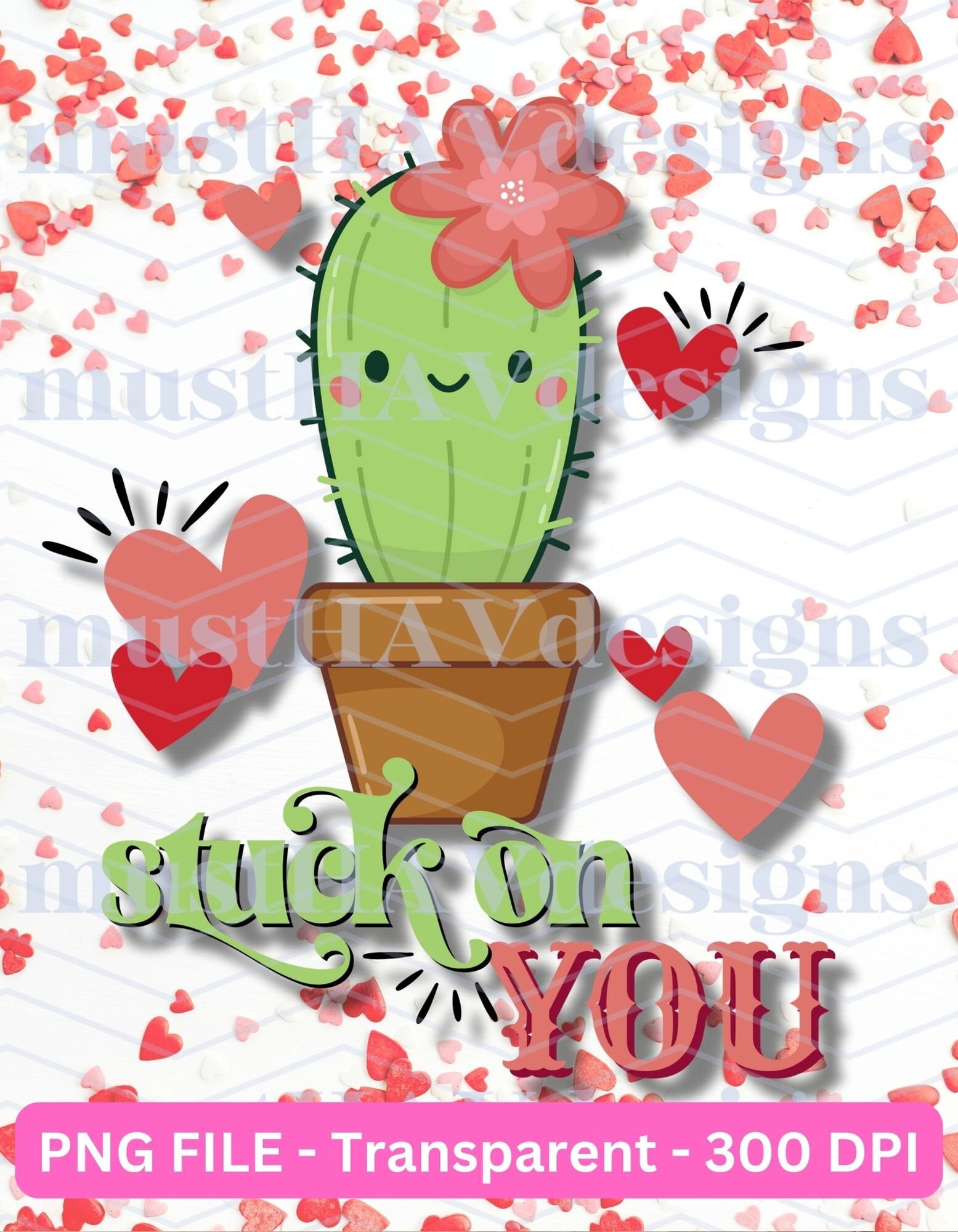 Stuck on You Valentine Cactus PNG, Western Valentine Cactus Png ...