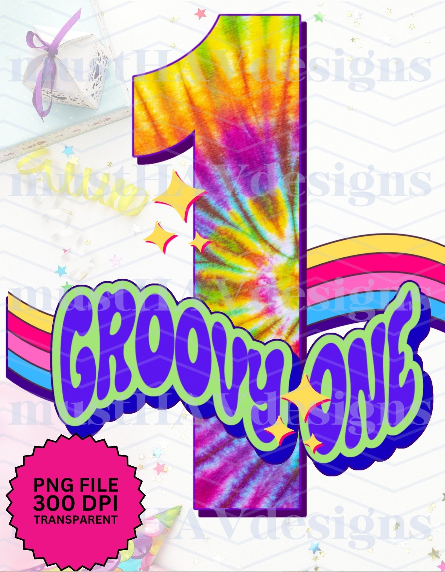 Groovy One Birthday PNG One Year Old Birthday Groovy File Designs for ...