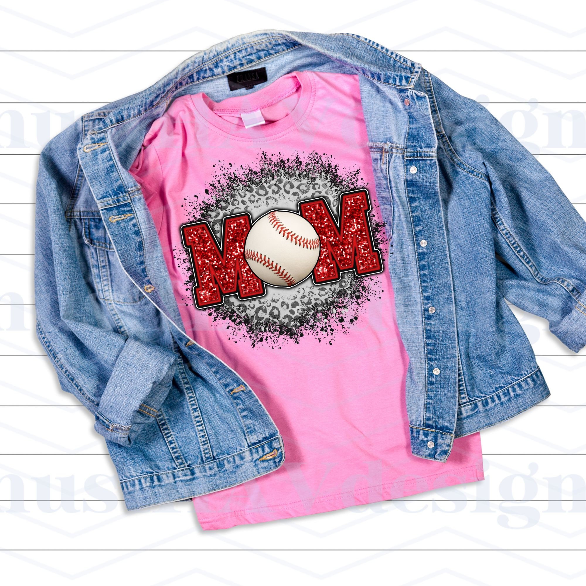 Faux Sequin Baseball Mom PNG Animal Print Baseball Mama Tshirt Sports ...
