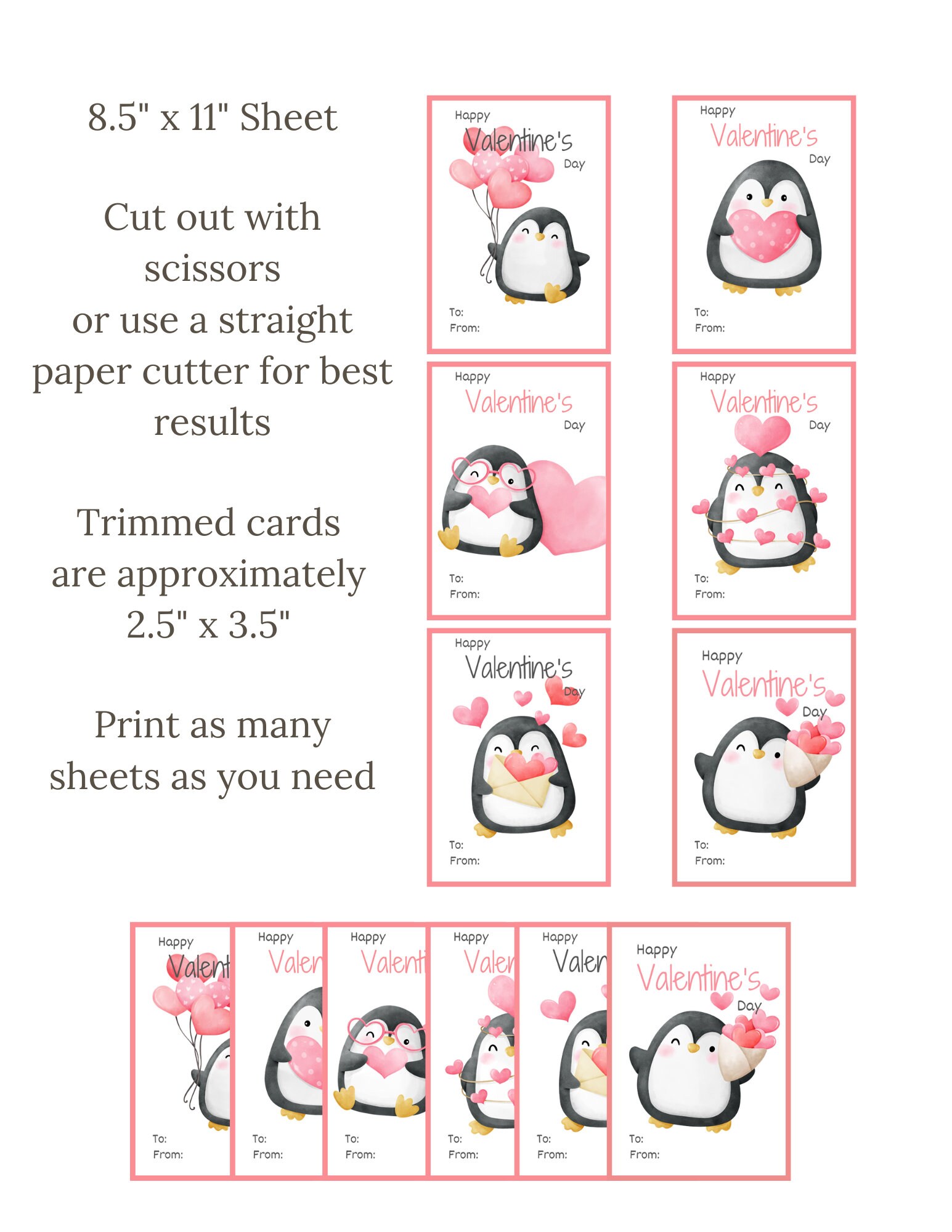 Printable Valentines Penguin Valentines Class Valentines Valentine's ...