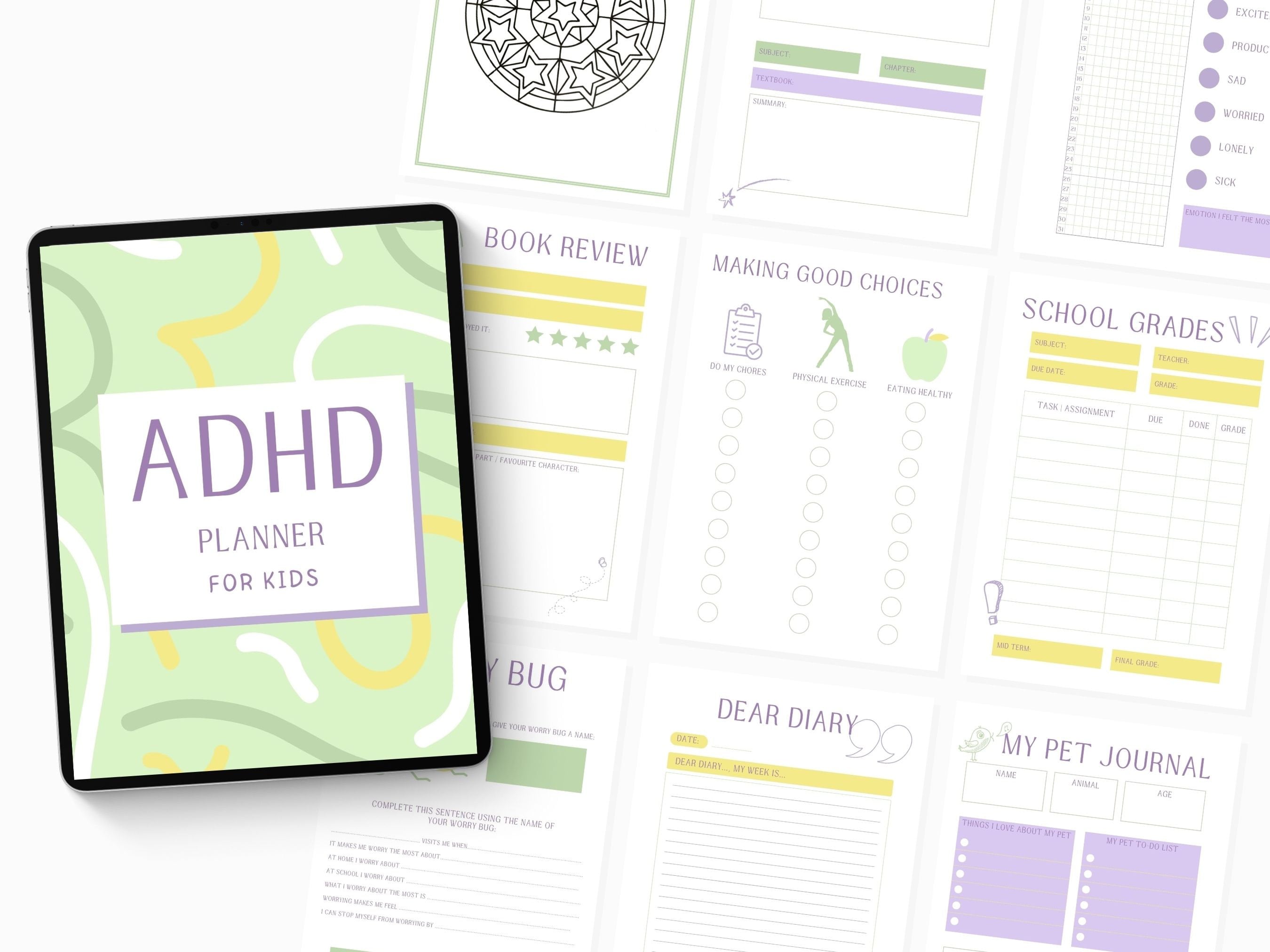 PLR ADHD Planner for Kids, Printable School Planner, Children Journal ...