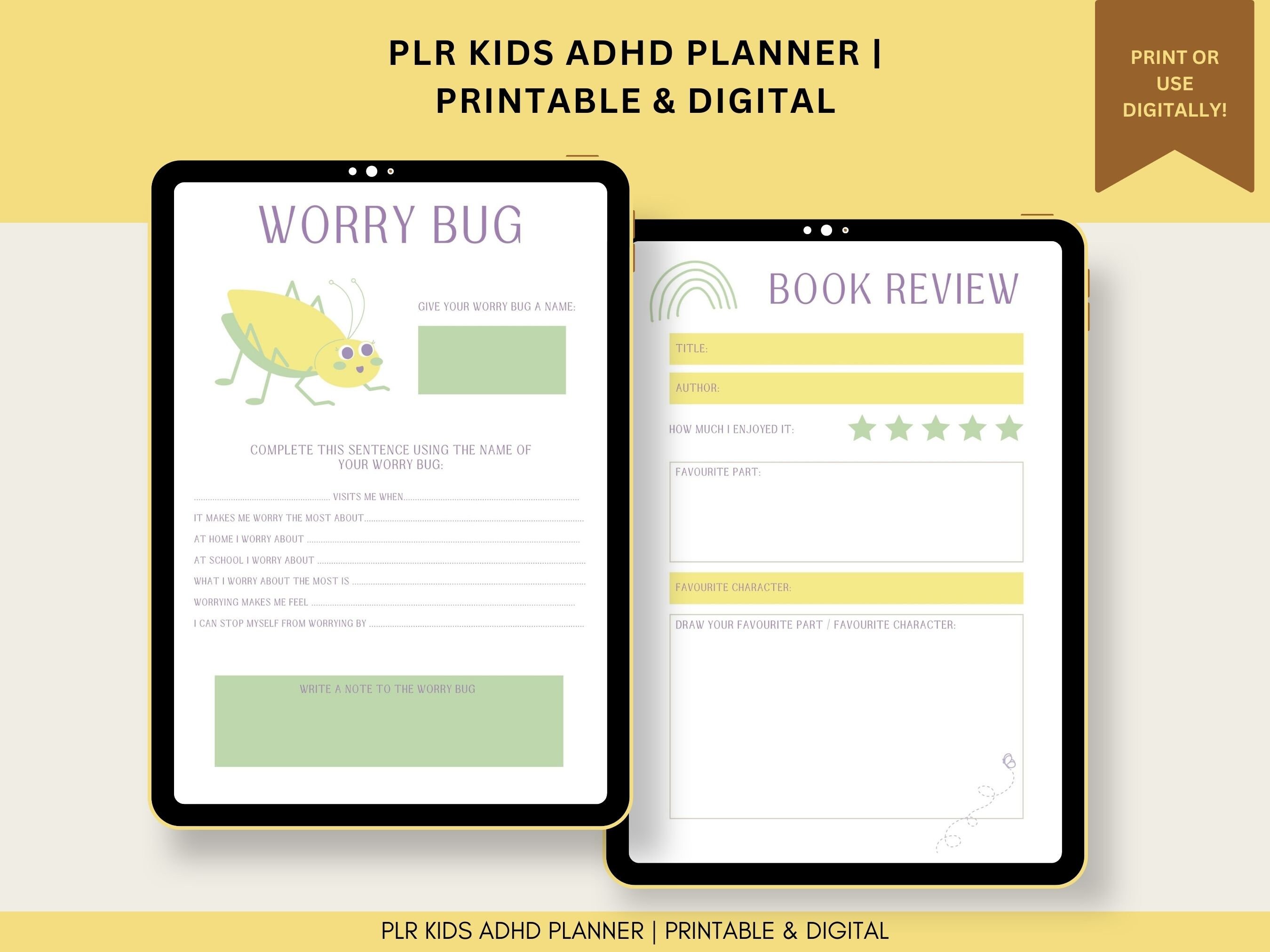 PLR ADHD Planner for Kids, Printable School Planner, Children Journal ...
