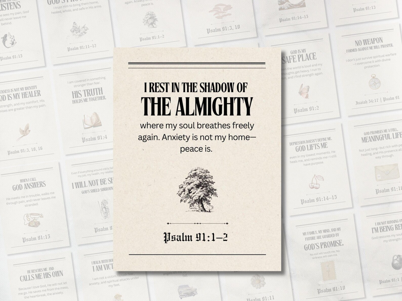 Psalm 91 Bible Verse Flash Cards: Christian Scripture Cards (PDF ...