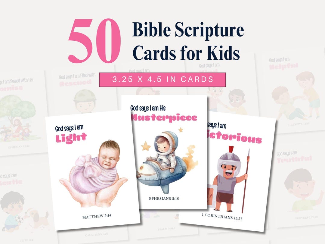 God Says I Am Preschool Bible Flash Card Christian Education Sunday ...