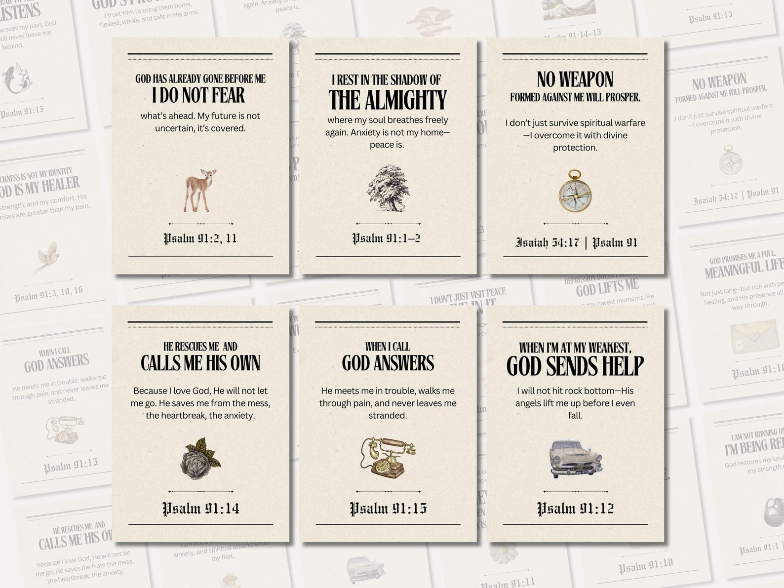 Psalm 91 Bible Verse Flash Cards: Christian Scripture Cards (PDF ...