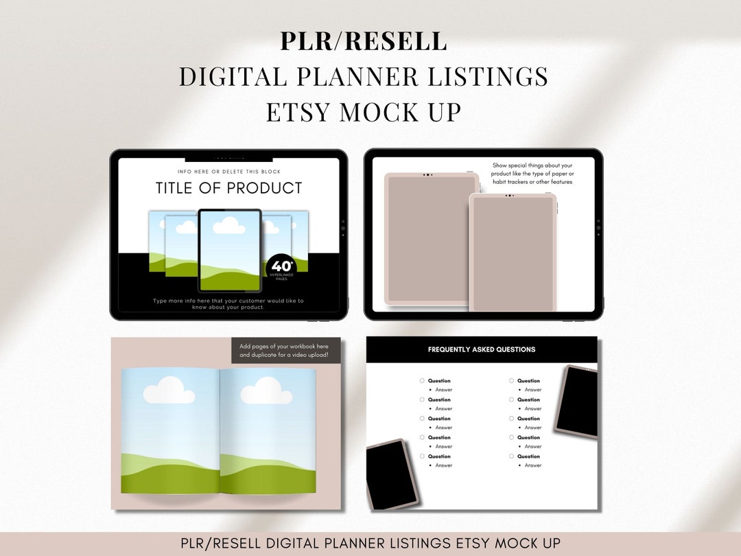 PLR Etsy Shop Digital Planner Listing Photos Mockup Canva Template ...