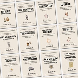 Psalm 91 Bible Verse Flash Cards: Christian Scripture Cards (PDF ...