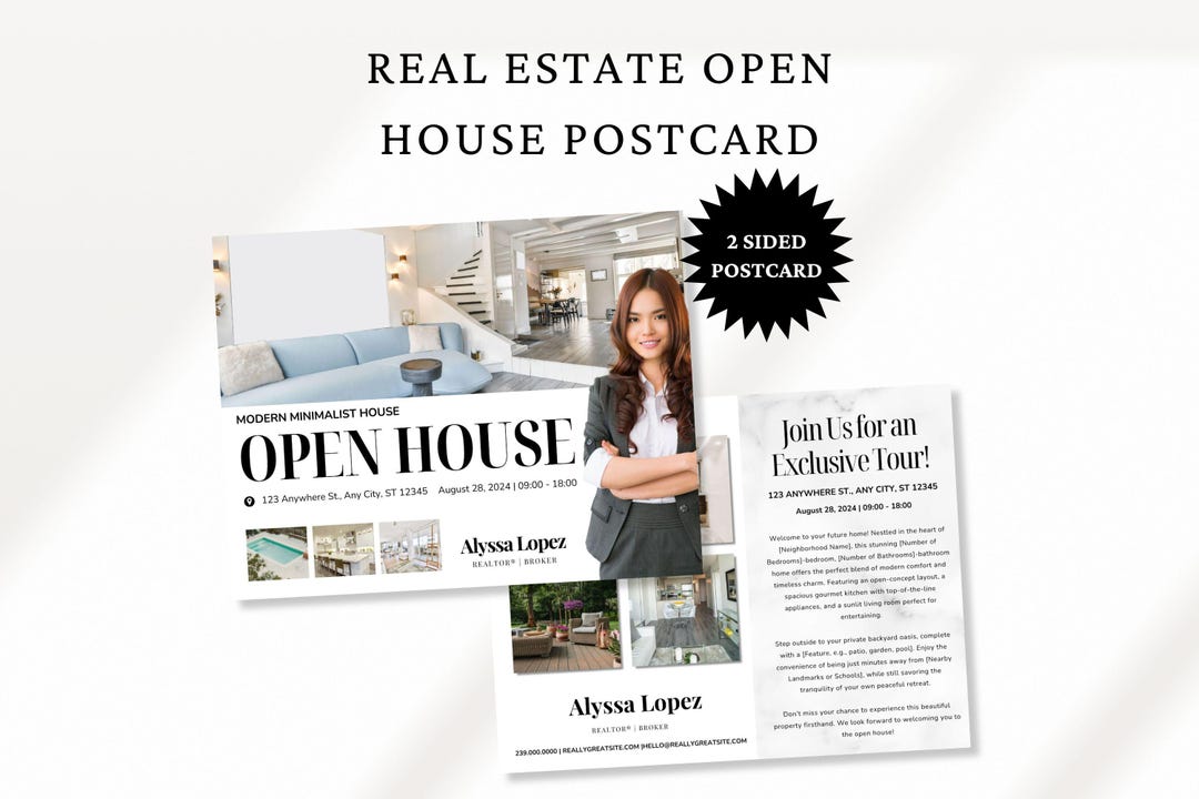 Open House Postcard Open House Flyer Real Estate Business Card Real ...