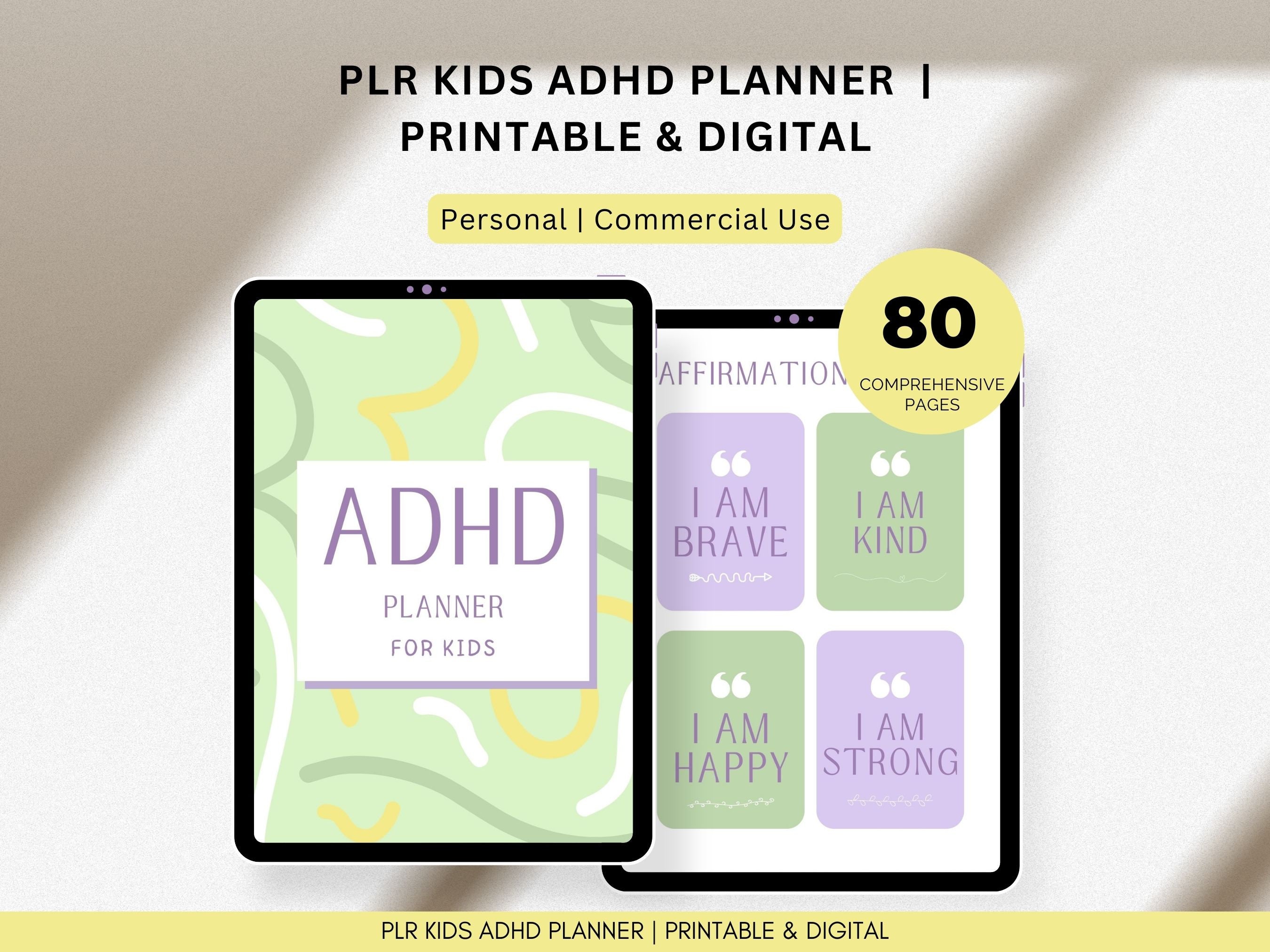 PLR ADHD Planner for Kids, Printable School Planner, Children Journal ...