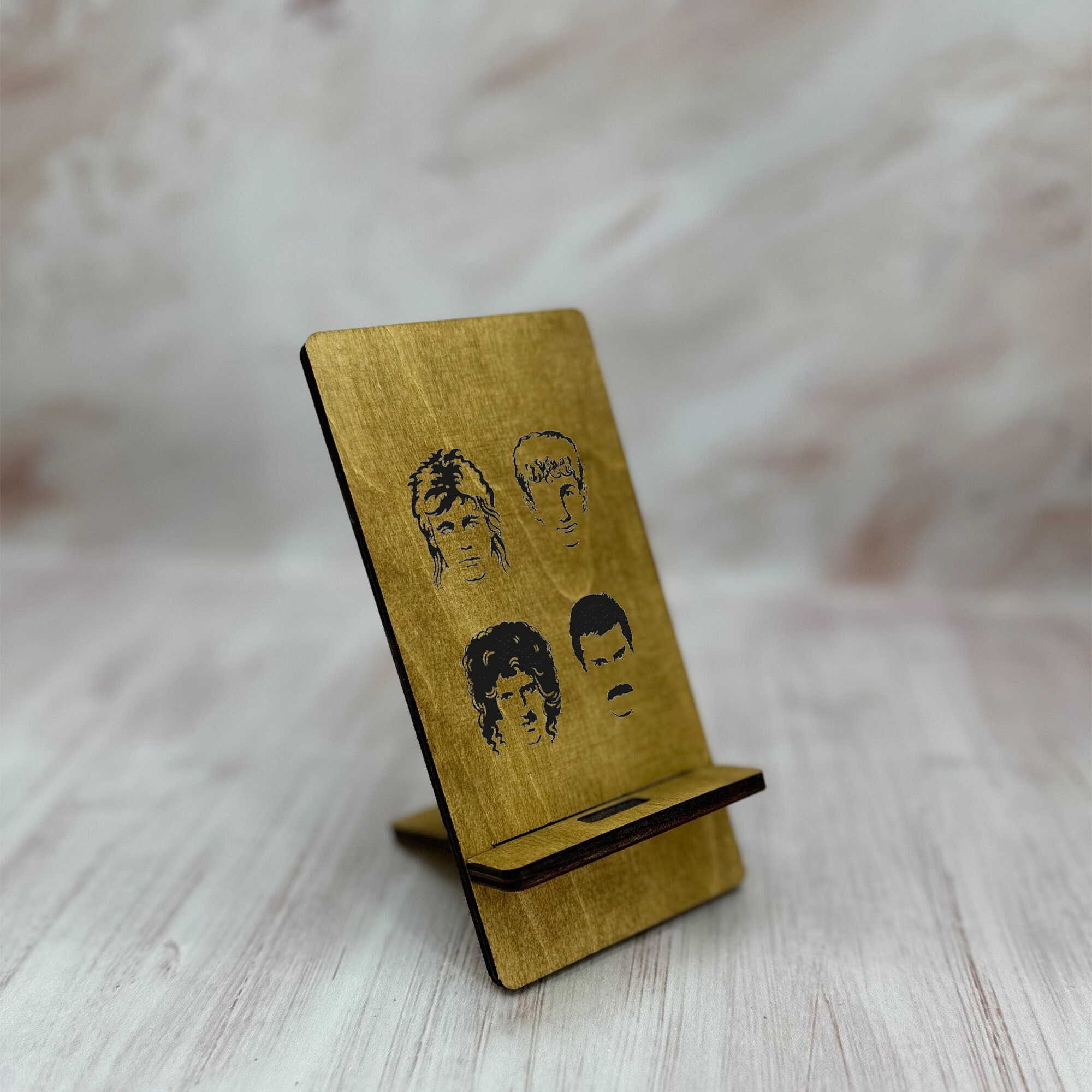 Wood Phone Holder, Phone Stand, Personalized Engraving, Convenient ...