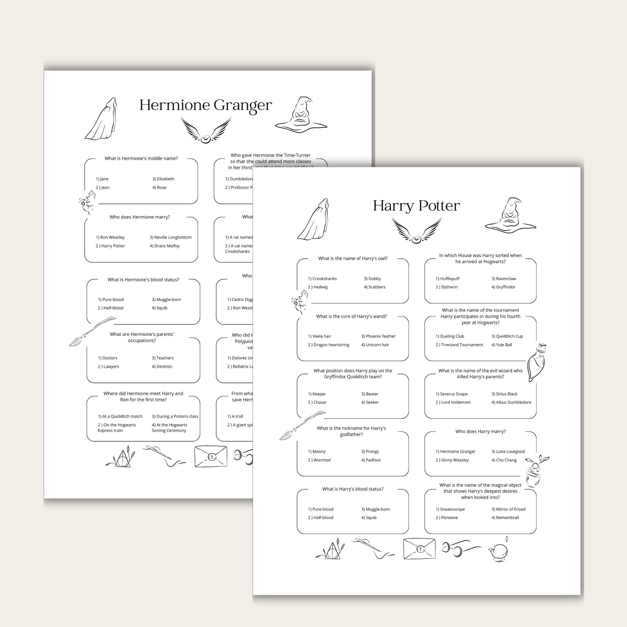 Potter Trivia Wizard Quiz Trivia Night Game Night Party Game - Etsy