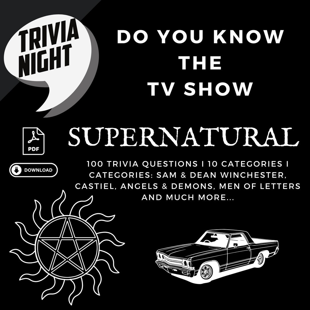Supernatural Trivia, Quiz, Trivia Night, Game Night, Party Game, Sam ...