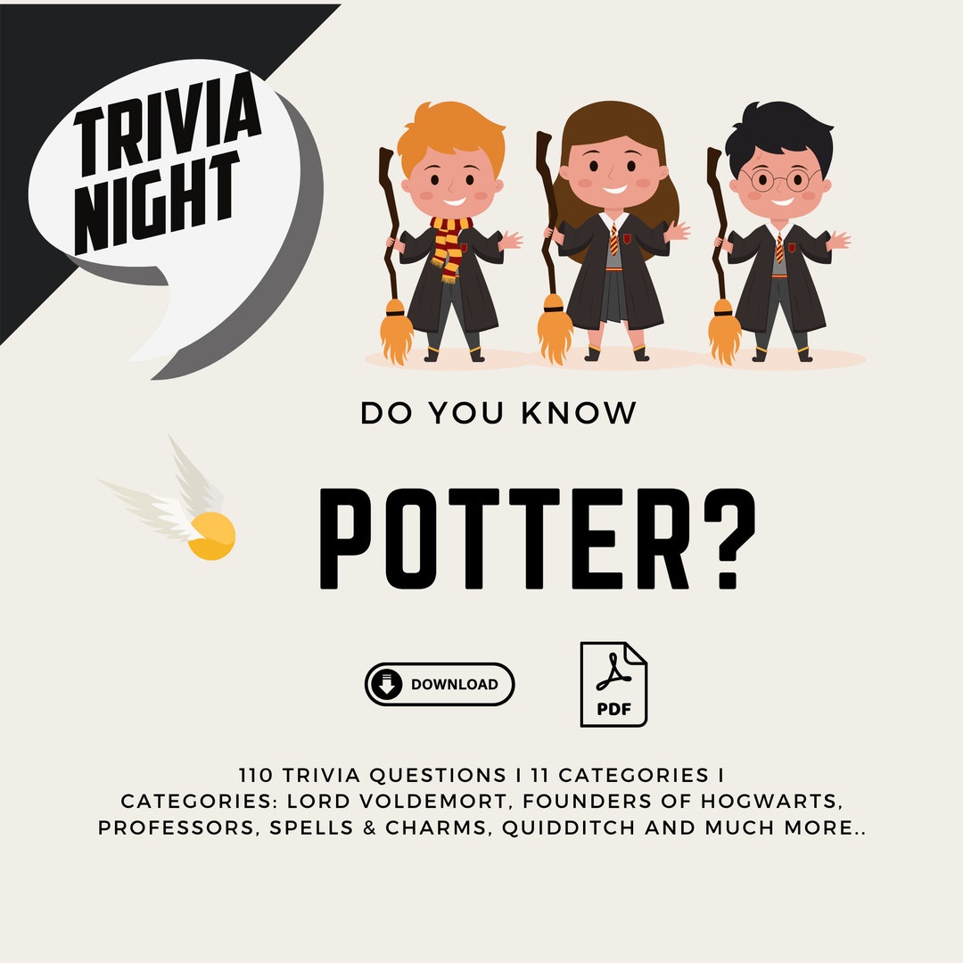 Potter Trivia Wizard Quiz Trivia Night Game Night Party Game - Etsy