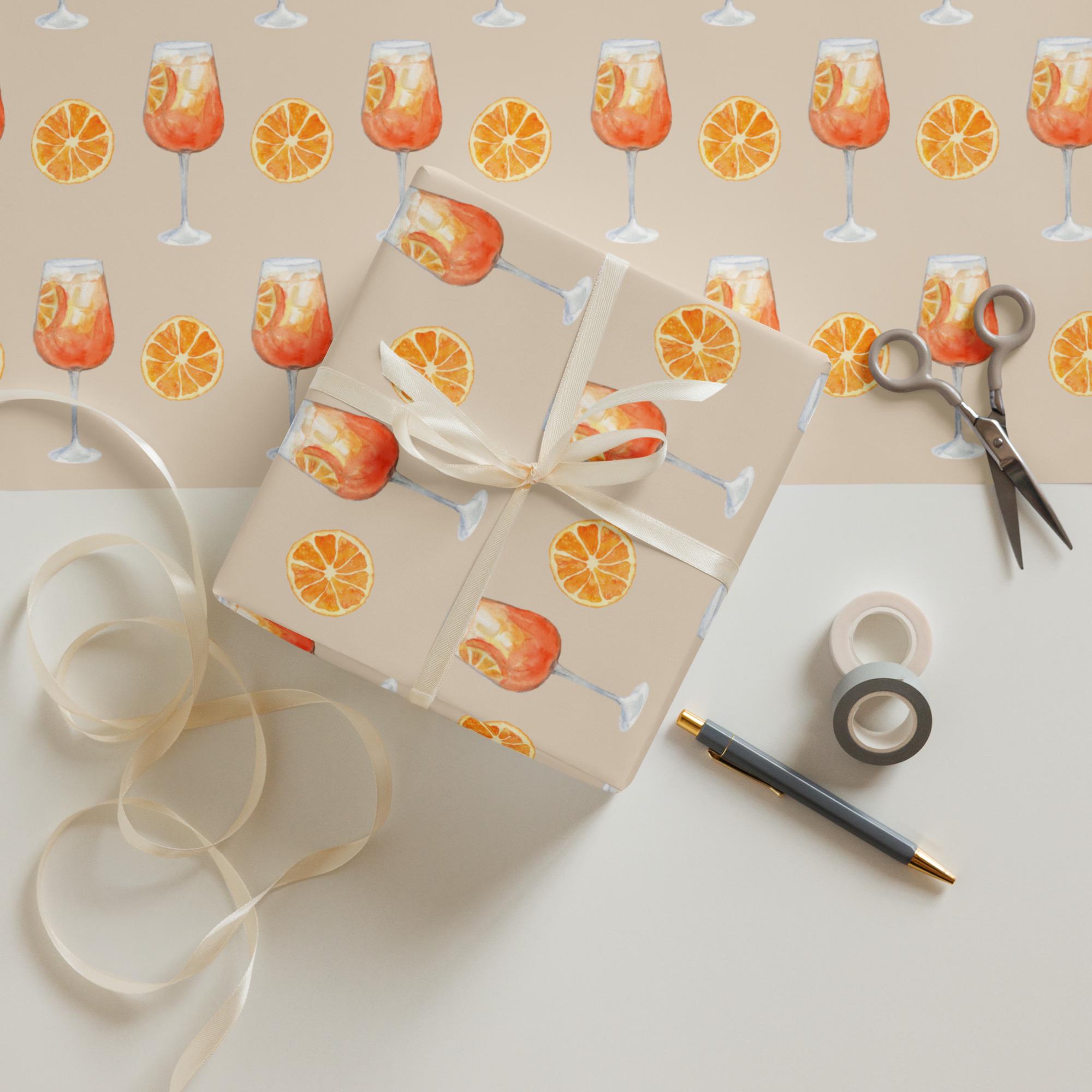 Aperol Spritz Watercolor Wrapping Papper - Etsy