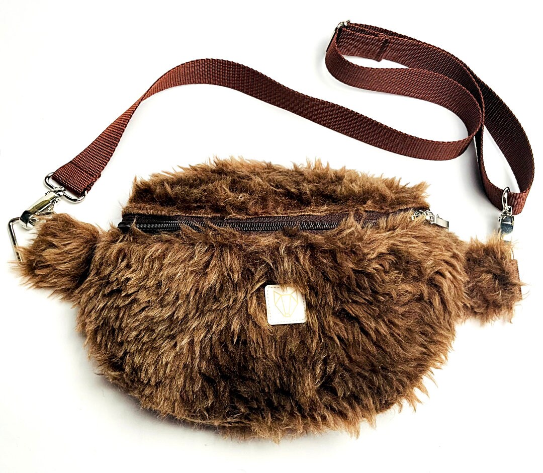 Plush Fanny Pack, Cute Clutch Bag, Brown Crossbody Bag, Teddy Bear ...