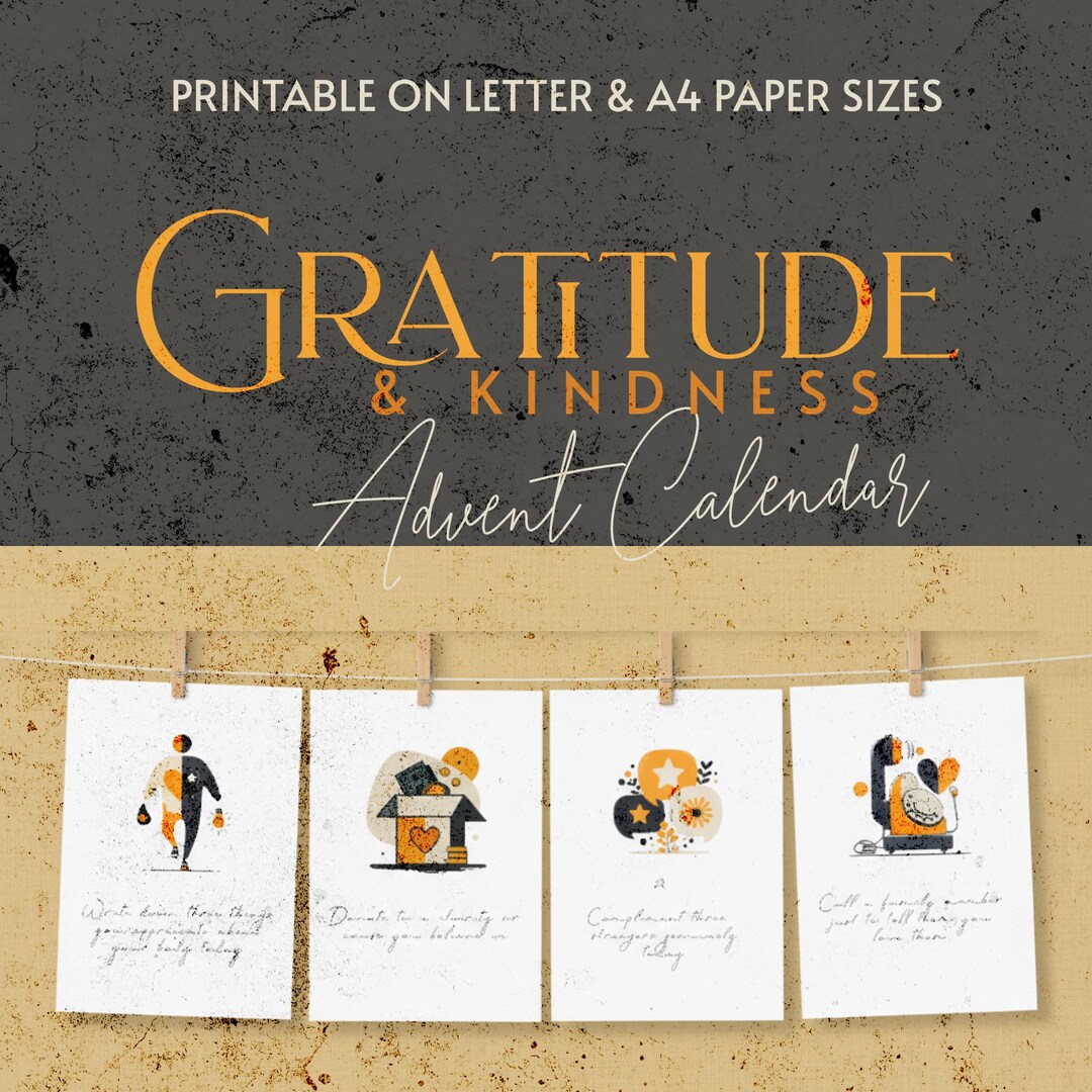 Printable Gratitude Kindness Activity Cards, Christmas Countdown Self ...