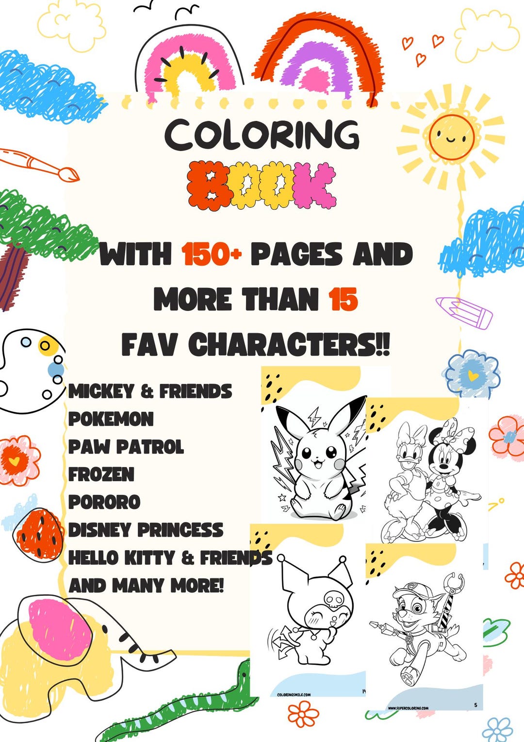 Coloring Book Characters - Etsy