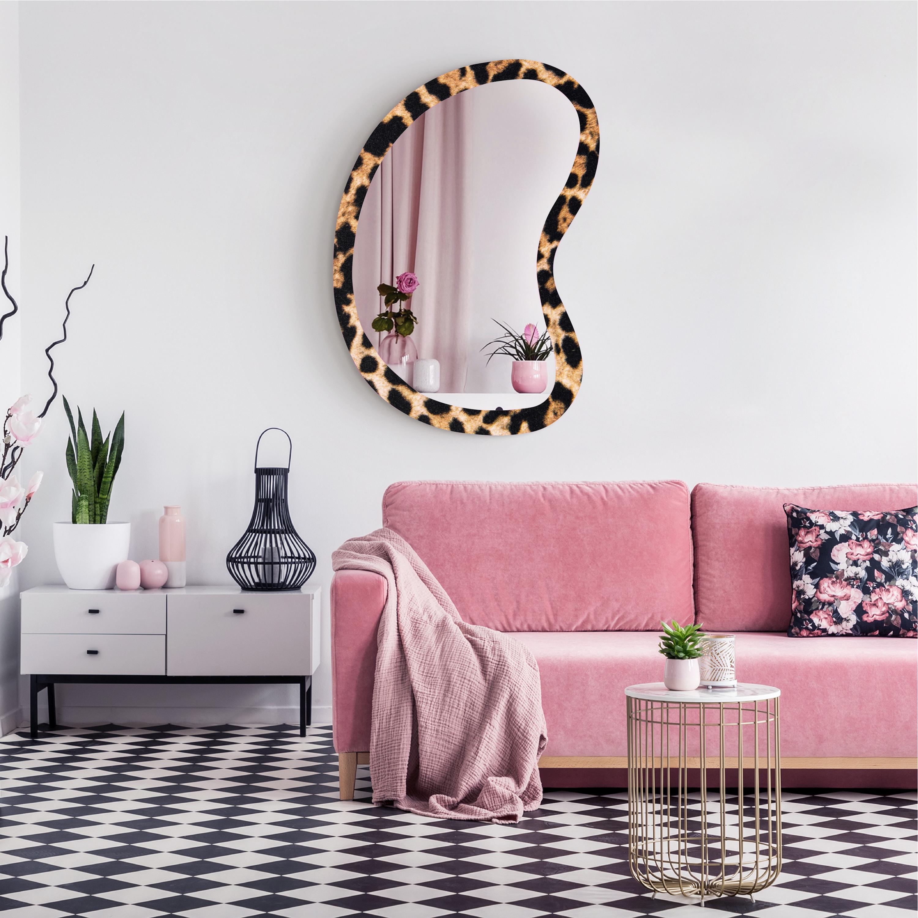 Leopard Print Bean Shape Wall Mirror: Asymmetrical Decor - Etsy