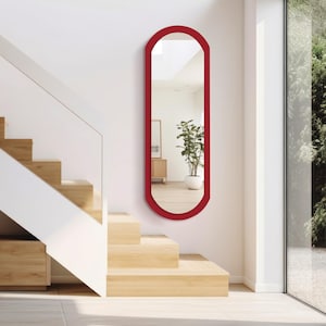 Red Oval Wood Framed Full Length Mirror: Wall Decor - Etsy