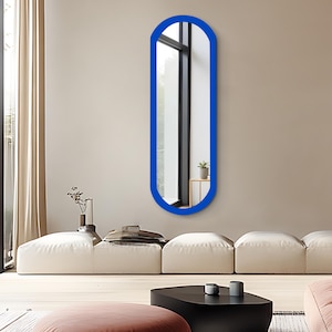 Cobalt Blue Oval Wood Framed Full Length Mirror - Etsy