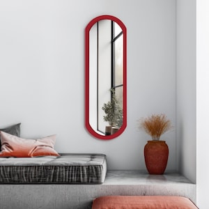 Red Oval Wood Framed Full Length Mirror: Wall Decor - Etsy