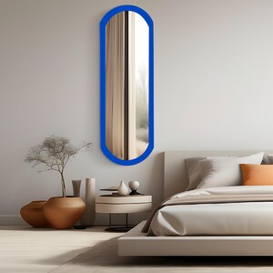 Cobalt Blue Oval Mirror Wall Decor , Full Length Oval Bathroom Mirror ...