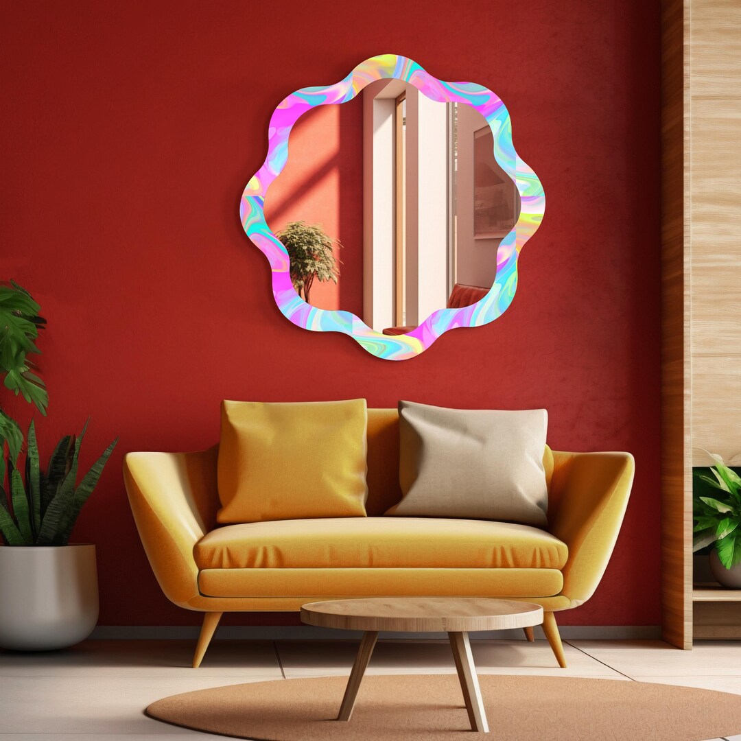 Round Flower Wall Mirror for Living Room , Round Mirror Wall Decor , - Etsy