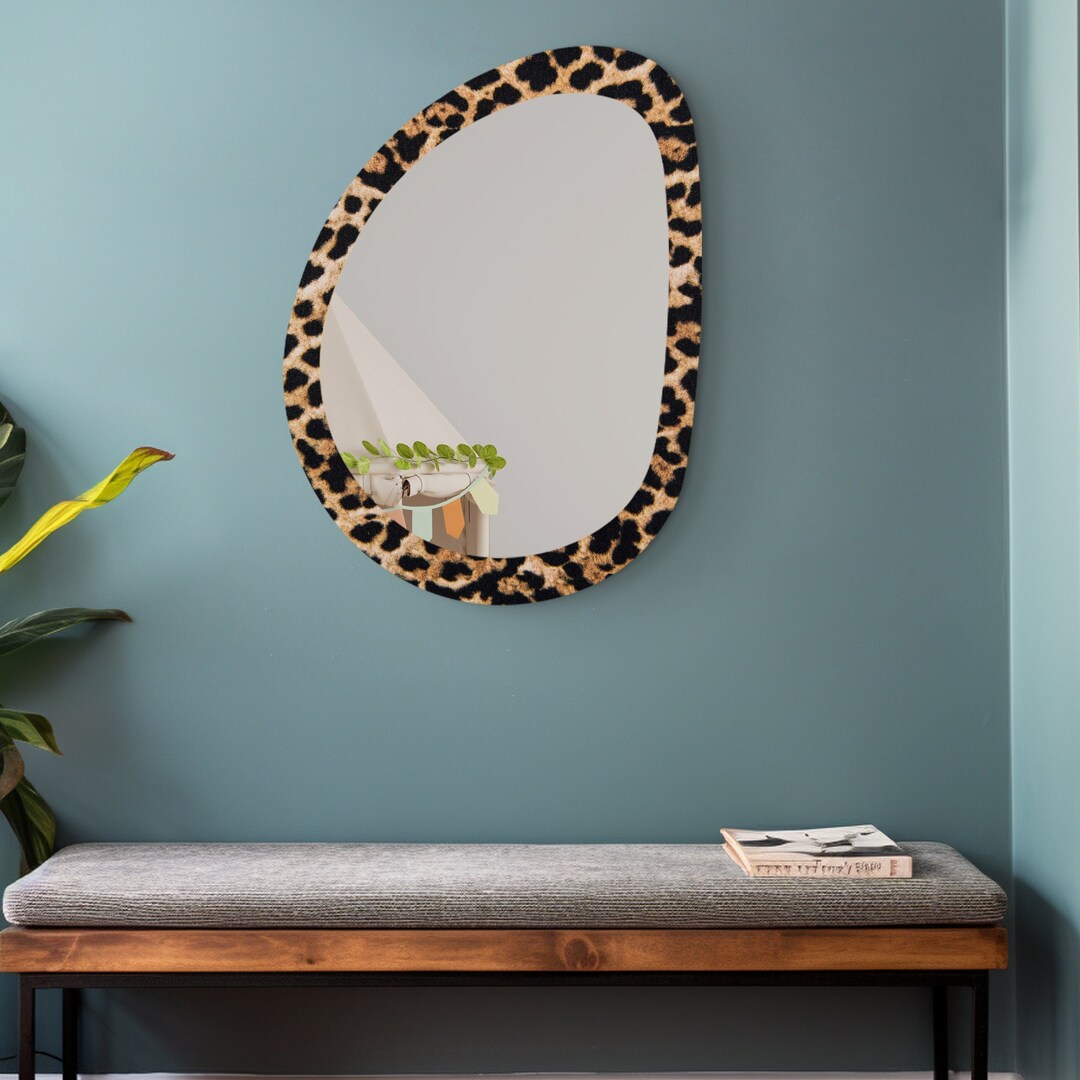 Blob Mirror for Wall , Leopard Pattern Wall Decoration , Oval ...