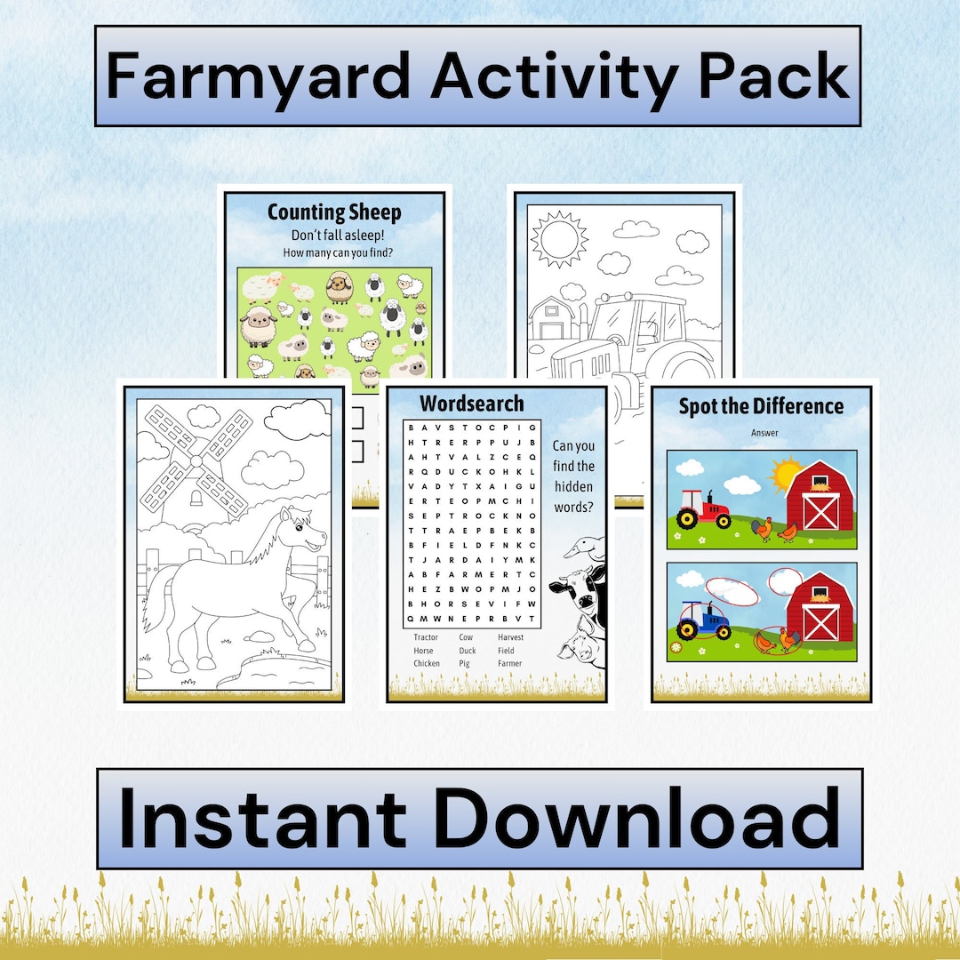 Farmyard Colouring and Puzzle Pack for Kids - Farm Themed Activity ...