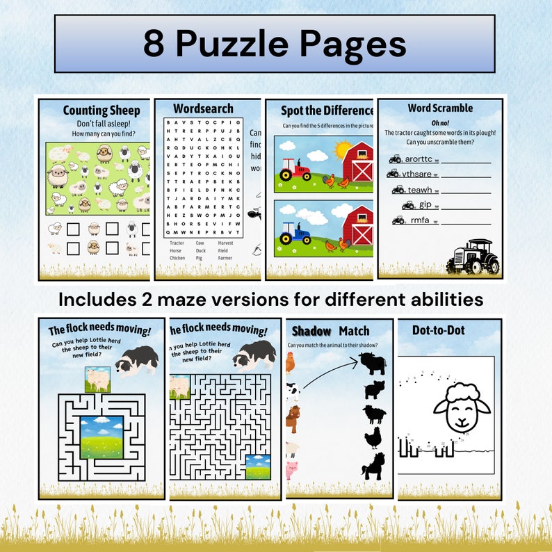 Farmyard Colouring and Puzzle Pack for Kids - Farm Themed Activity ...