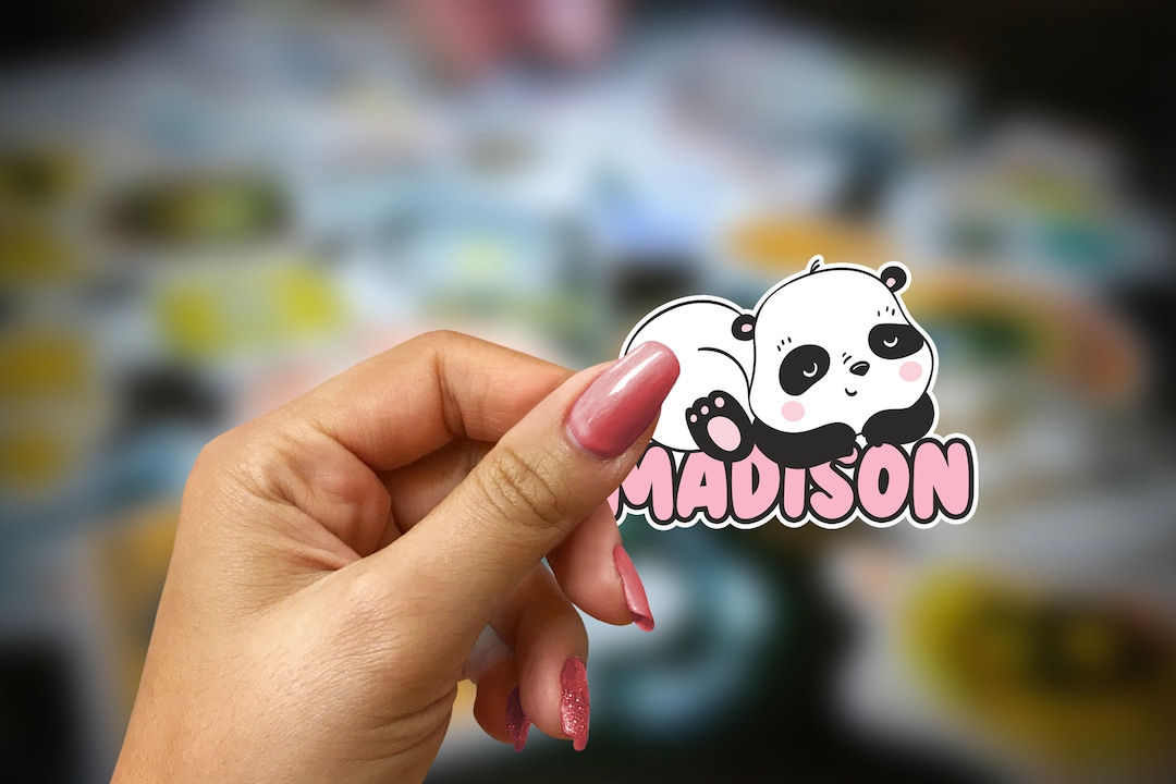 Personalized Kawaii Panda Sticker, Panda Water Bottle Sticker, Panda ...