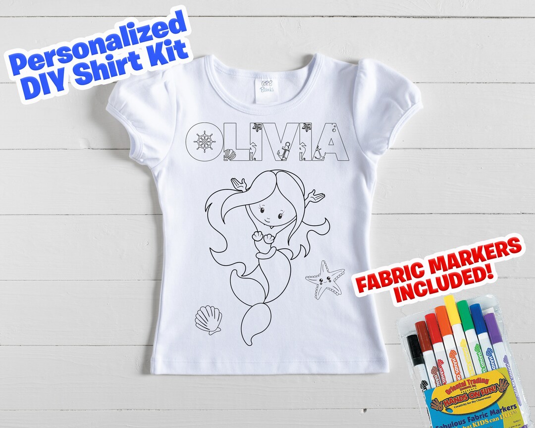 Personalized Make My Own T-shirt, Color Me Shirt, Kids Art Project ...