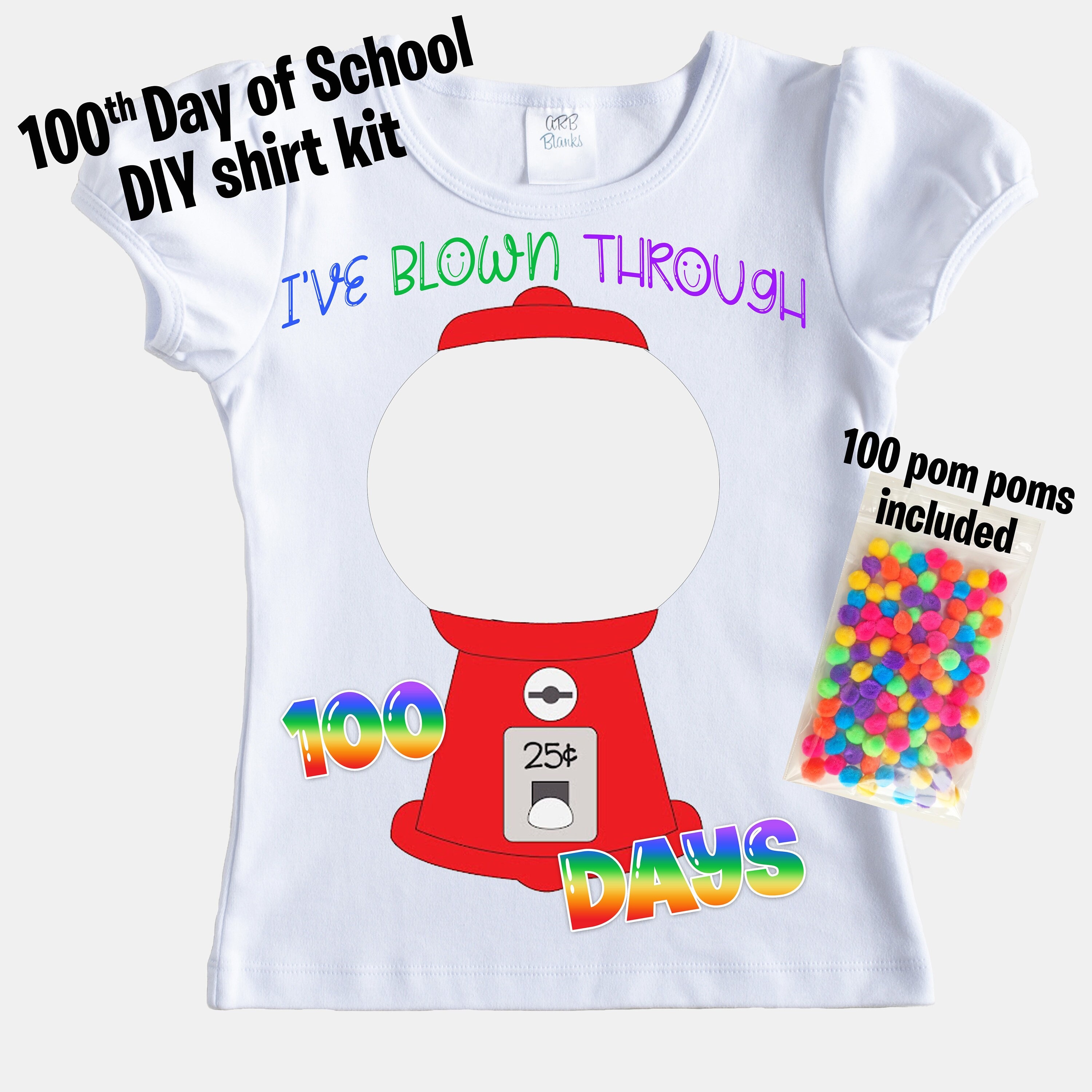 100th Day of School DIY Bubblegum Machine Shirt Kit, 100th Day of ...