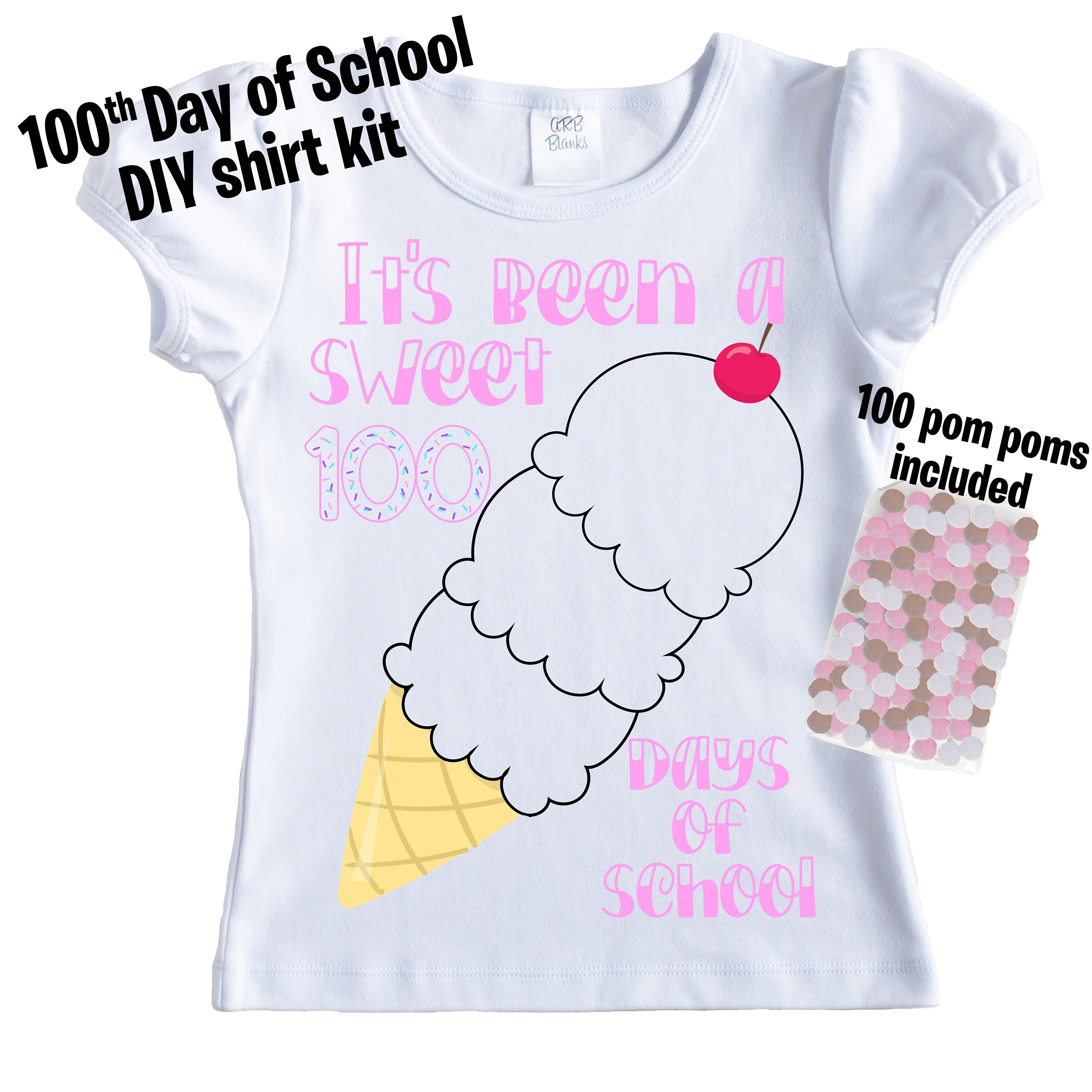 100th Day of School DIY Ice Cream Cone Shirt Kit, 100th Day of School ...