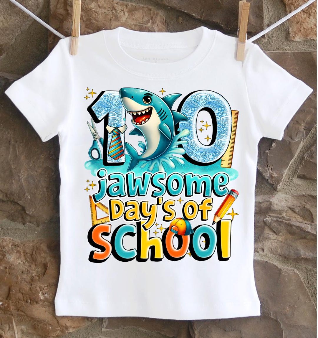 100th Day of School Shark Shirt, 100 Days of School Shark Shirt, 100 ...