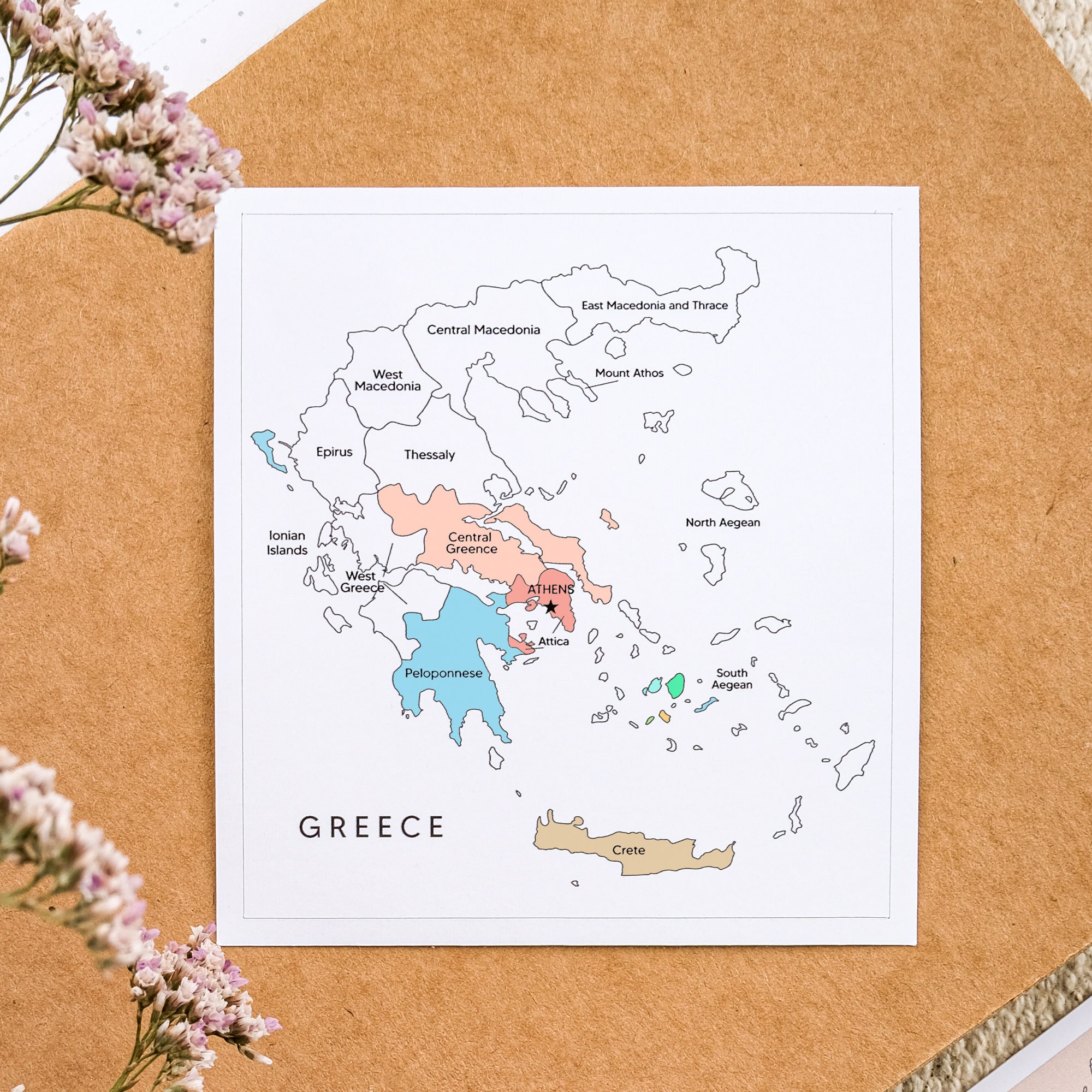 Greece Map Sticker, Travel Tracker Map Sticker, Greece Travel Map ...