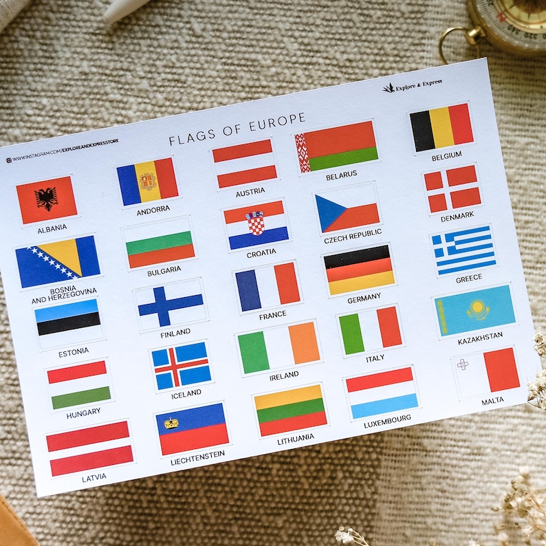 Europe Flag Stickers, Country Flags Stickers, Countries of Europe Flags ...