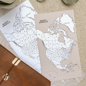 North America Map Sticker, Map Travel Sticker, United States Map, US ...