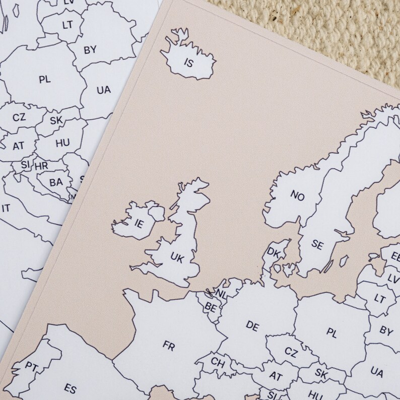 Map of Europe Sticker to Color Visited Countries Map Europe Travel ...