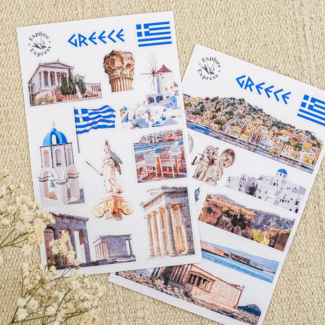 Greece Essentials Travel Sticker Sheet for Scrapbook, Journal and ...
