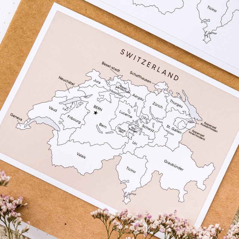 Switzerland Travel Tracker Map Sticker. Coloring Swiss Map Sticker ...