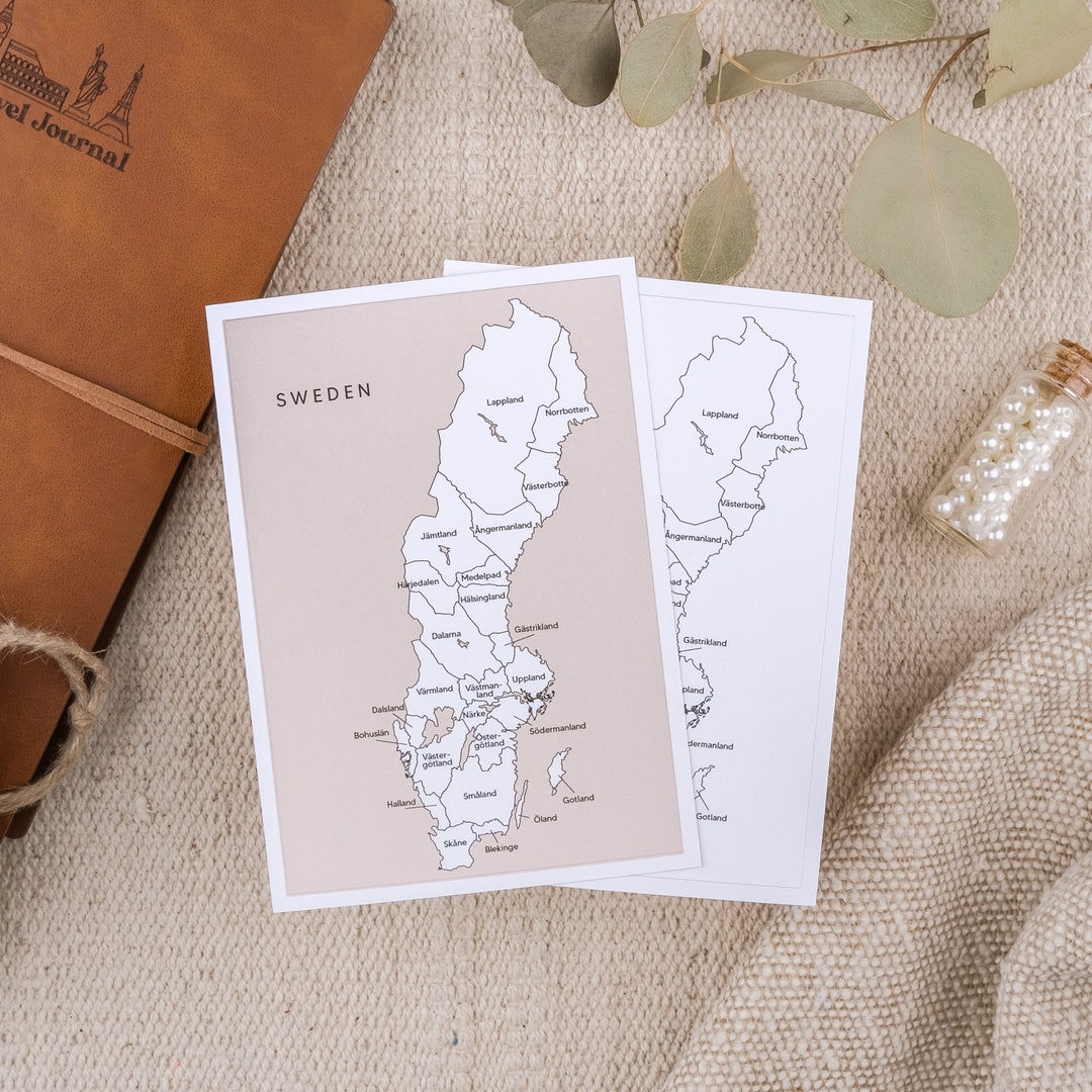 Sweden Map Sticker, Map Tracker Sticker, Sweden Travel Map Sticker ...