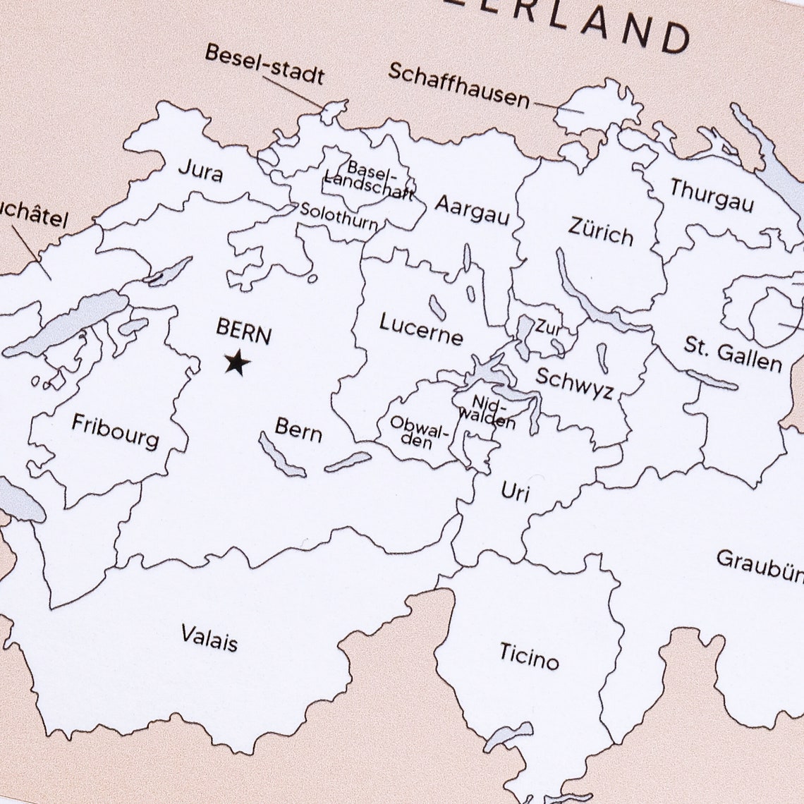 Switzerland Travel Tracker Map Sticker. Coloring Swiss Map Sticker ...