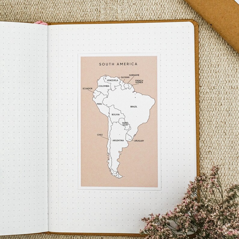 South America Map Sticker, Latin America Map, Travel Tracker Map, South ...